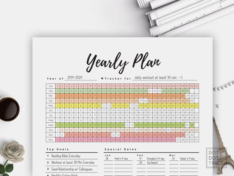 Printable Yearly Planner letter & A4 Yearly Goal Set up - Etsy UK