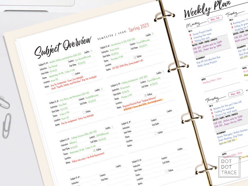 Printable Subject Overview Simple Ver. College Course Overview Semester ...
