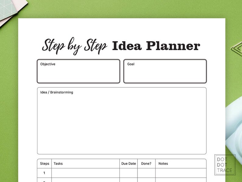 Printable Step by Step Idea Planner Idea Planner Brainstorming | Etsy