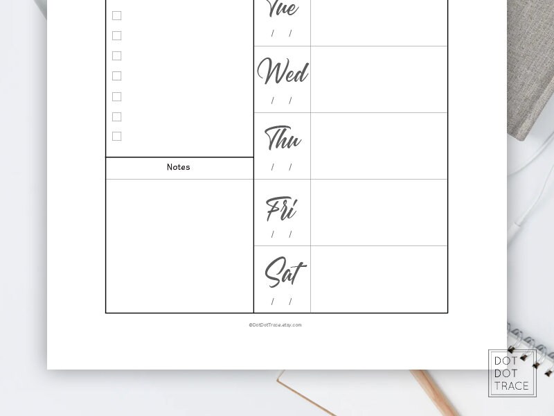 A5_sunday Start Printable Weekly Planner Daily Planner 7 Day - Etsy