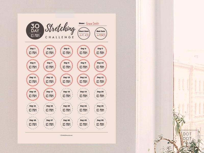 Printable 30 Day 10 Min Stretching Challenge Stretch Your Body for 30 ...