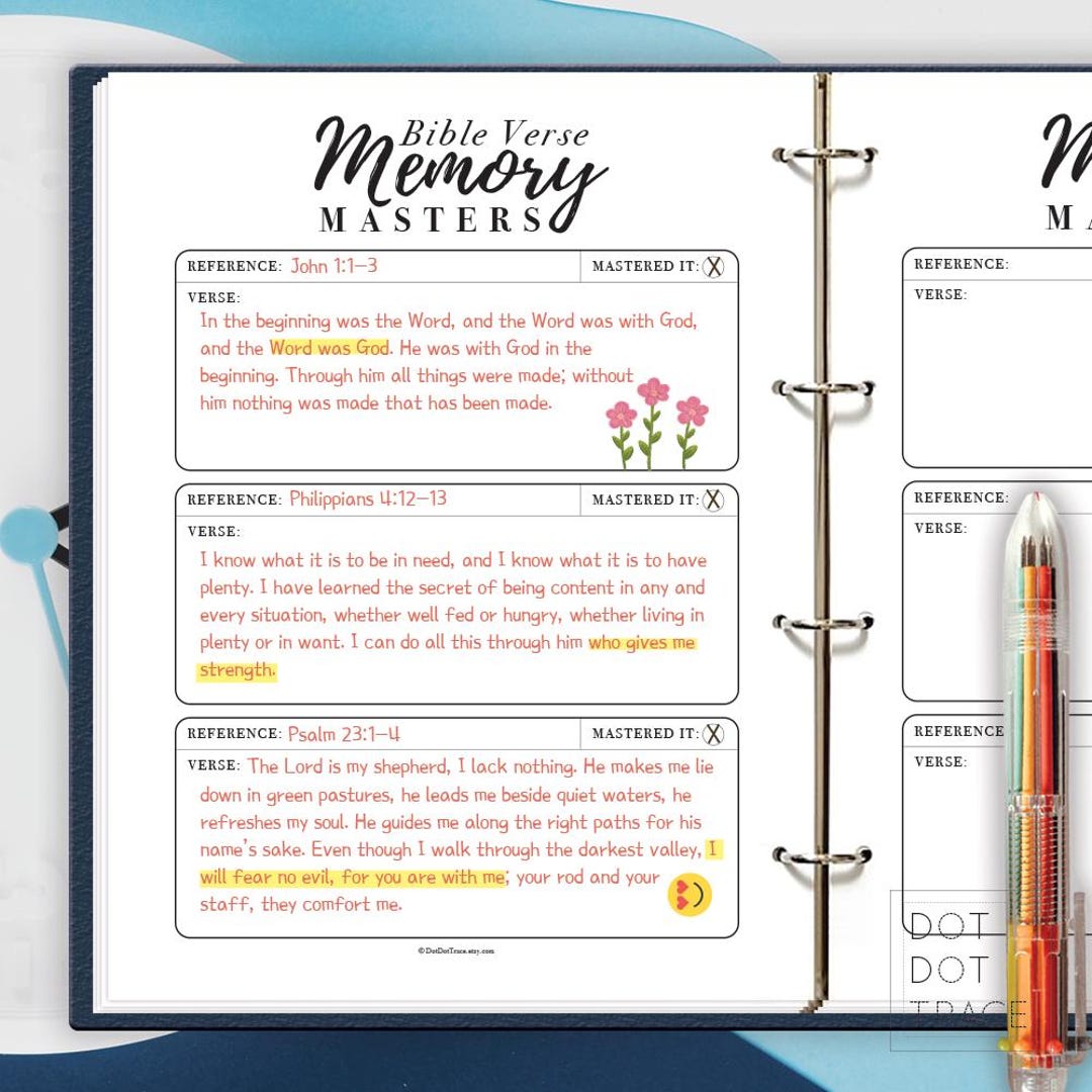 Printable Bible Verse Memory Masters Scripture Tracker for Bible ...