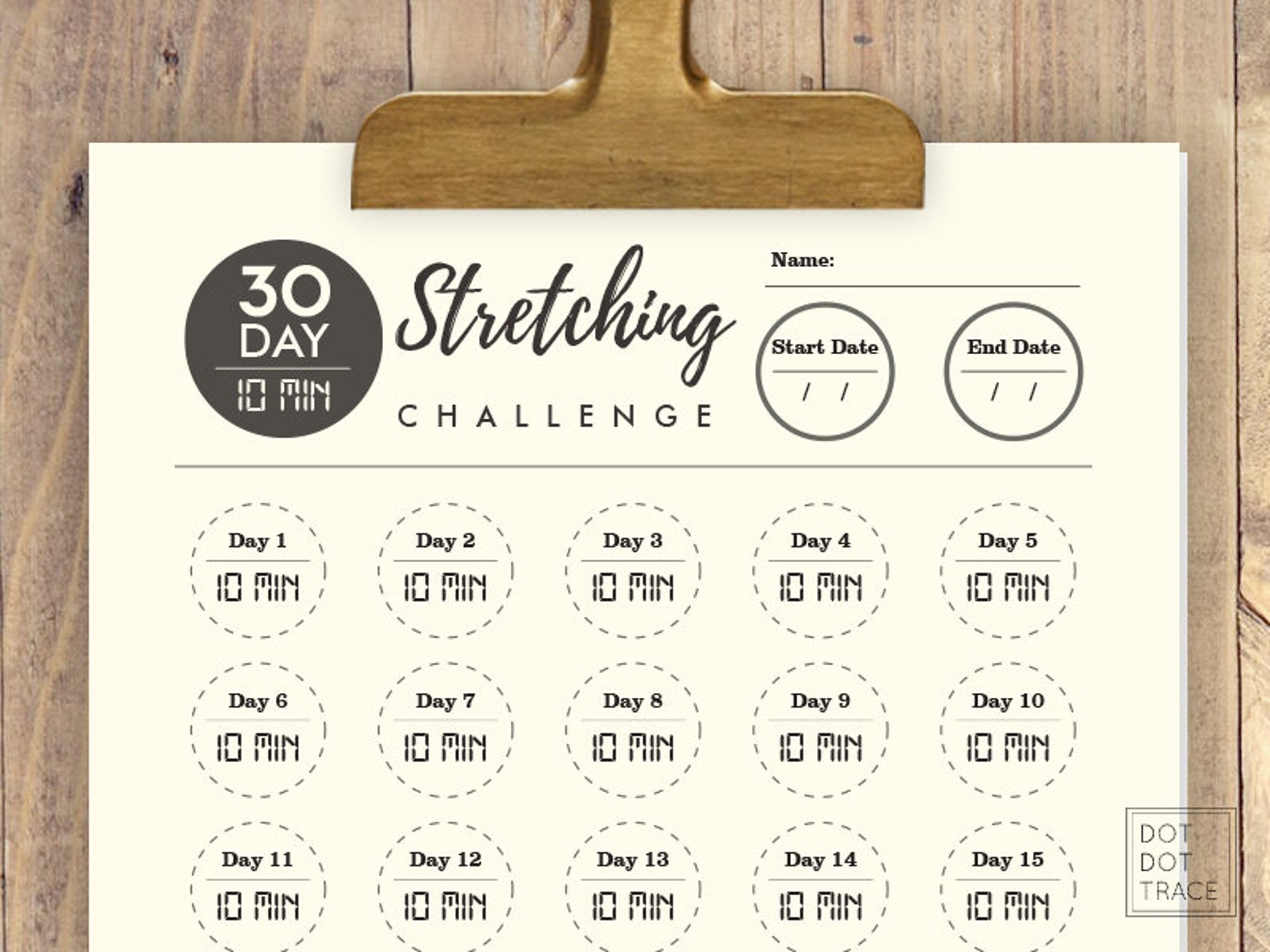 Printable 30 Day 10 Min Stretching Challenge Stretch Your Body for 30 ...