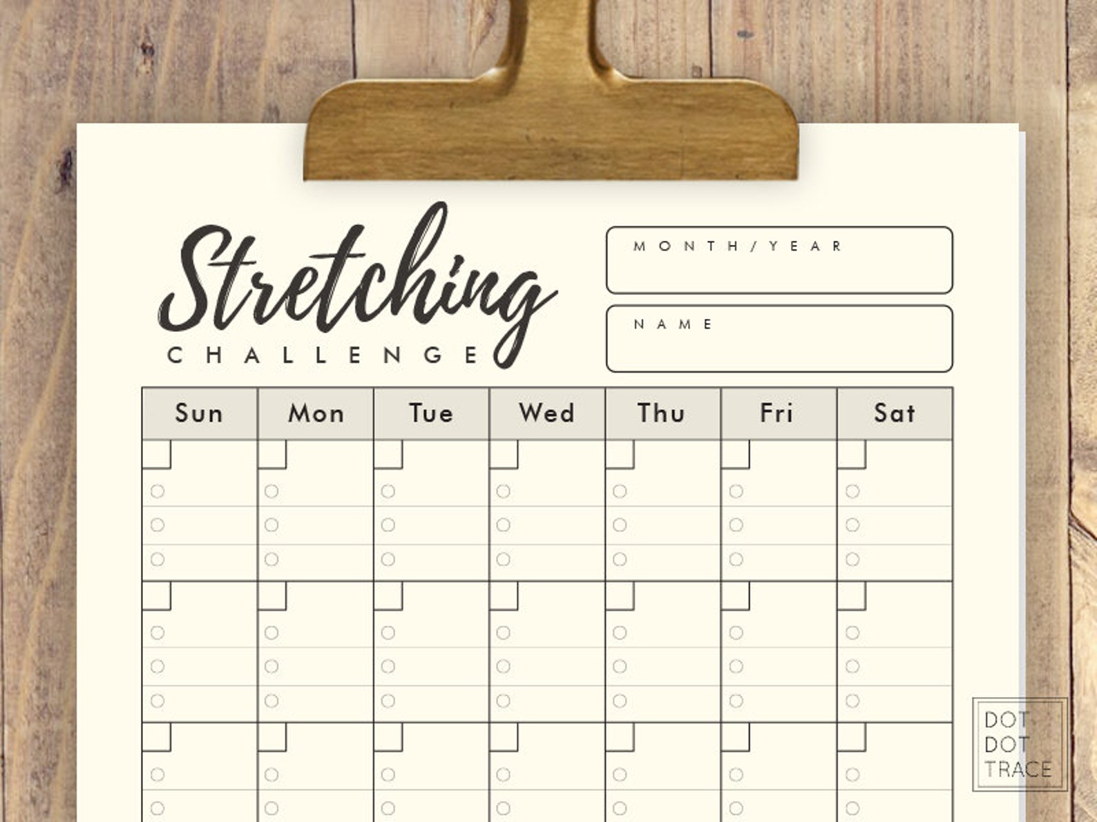 Printable Monthly Stretching Challenge Stretch Your Body - Etsy