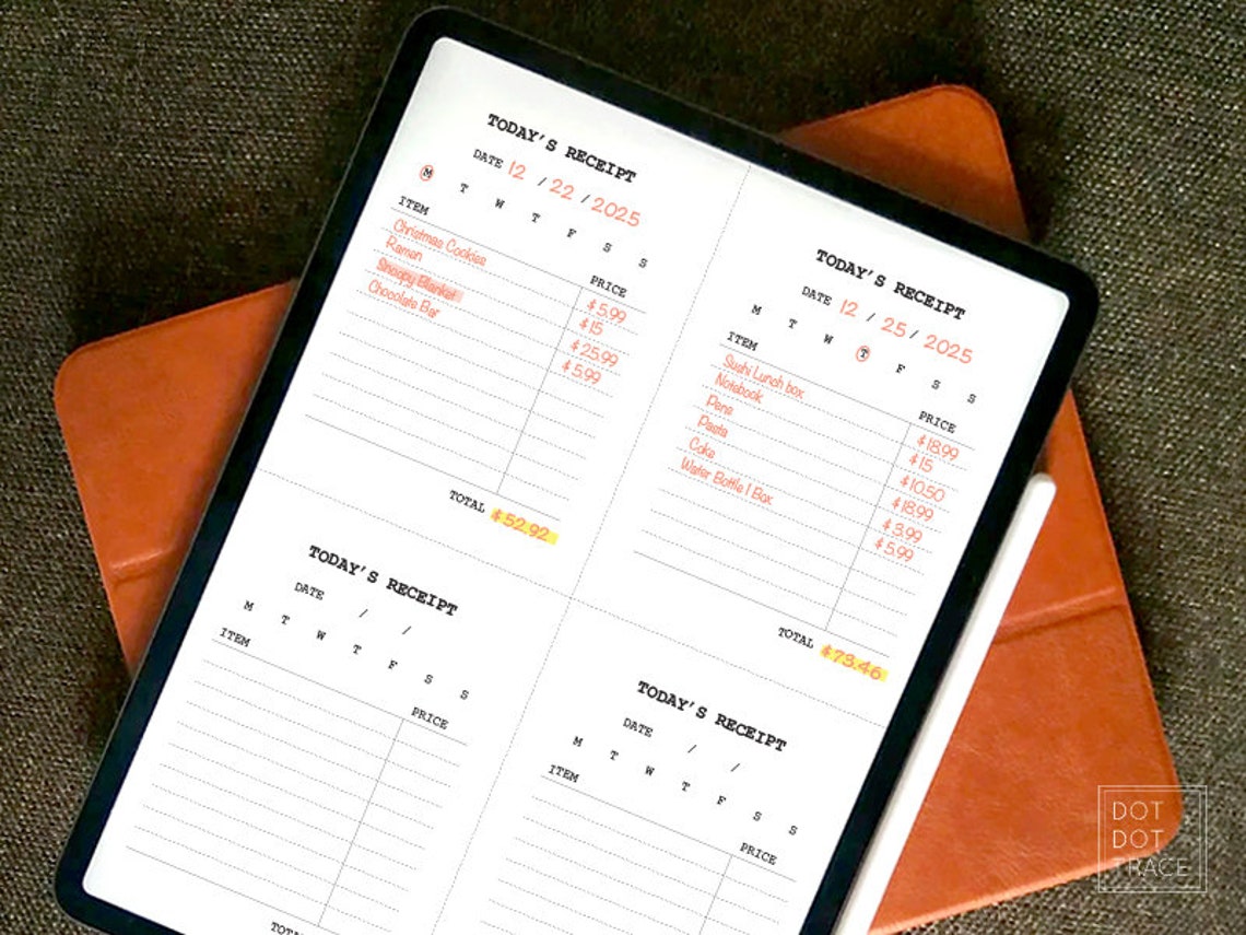 Printable Todays Receipt 4 Pages of Todays Receipt on Letter - Etsy
