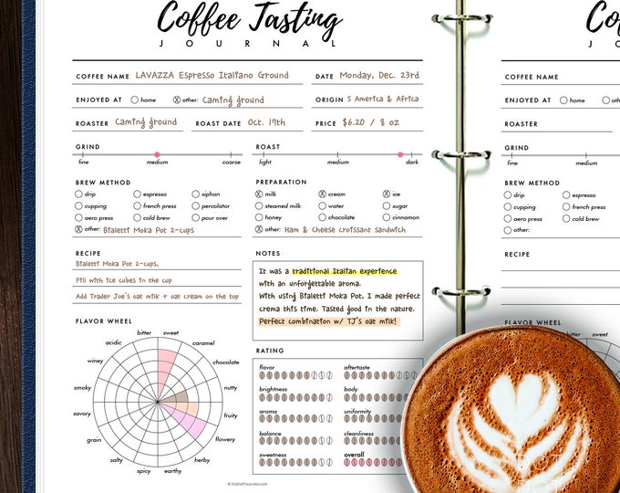 Coffee Journal, Coffee Notebook, Coffee Tasting Notes, Coffee Roaster ...