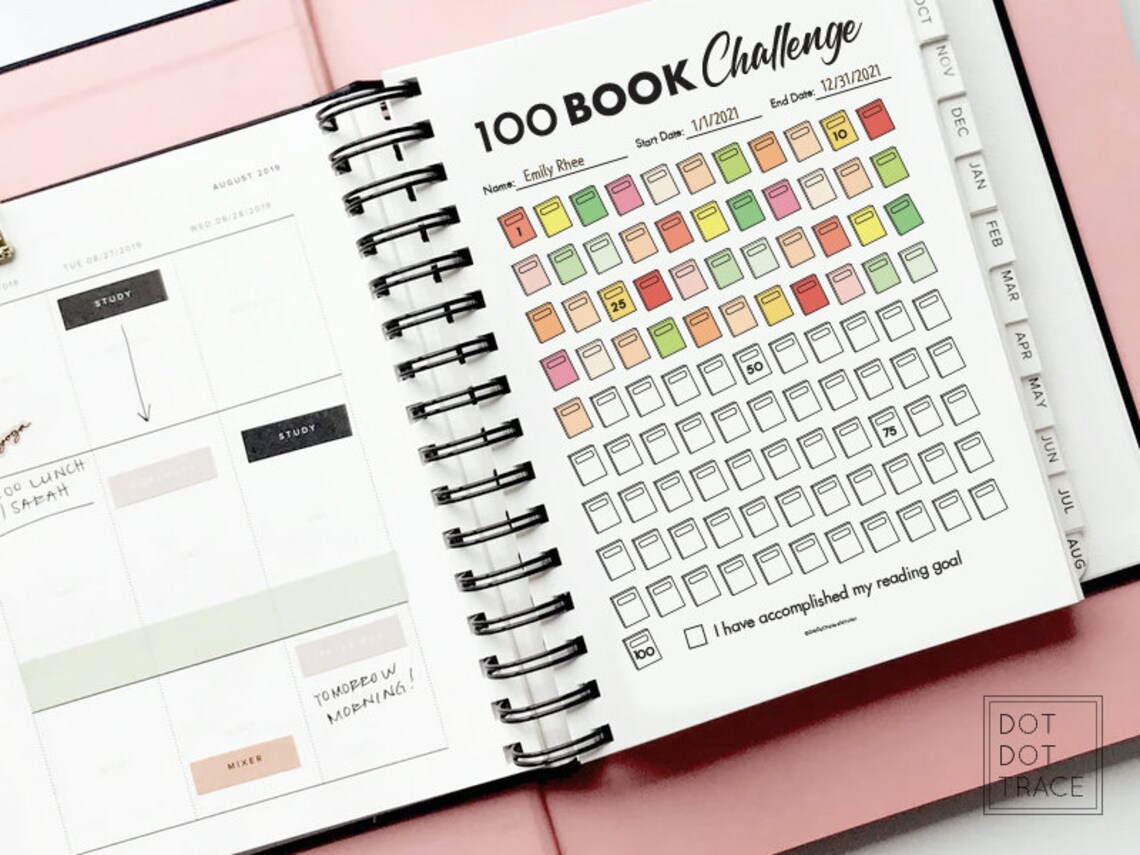A5 Half Letter & Half A4_100 Book Challenge Reading Tracker - Etsy
