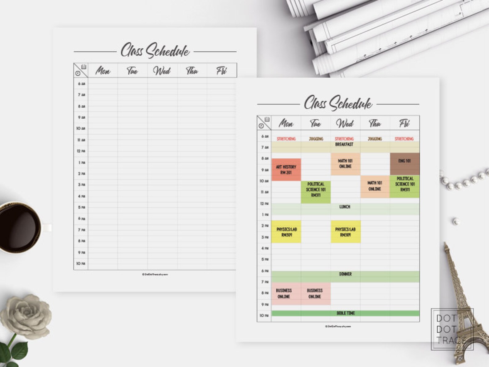 Printable Class Schedule monfri Weekly Planner 6 Day - Etsy