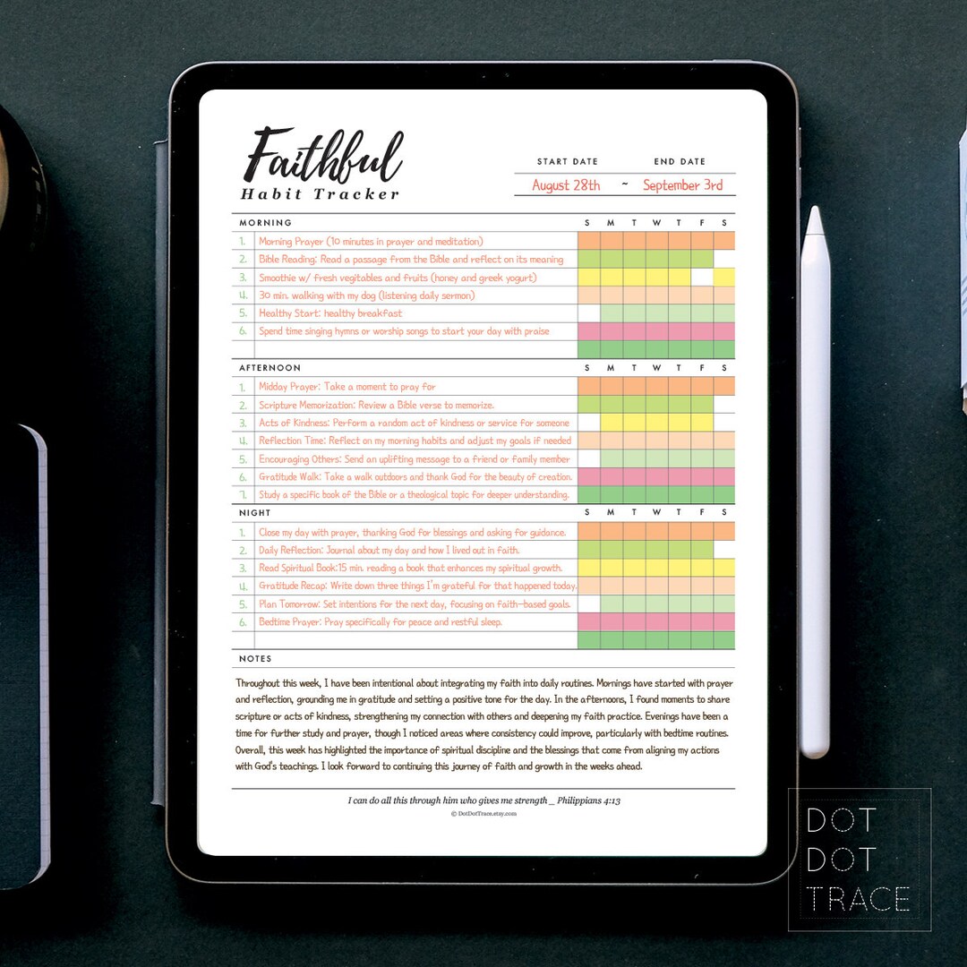 Faithful Habit Tracker: Christian Spiritual Growth Planner (PDF) - Etsy