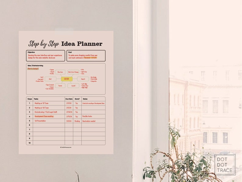 Printable Step by Step Idea Planner Idea Planner Brainstorming | Etsy