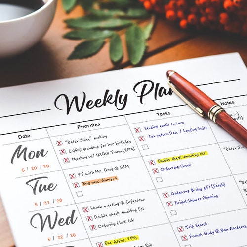 Monday Start Printable Weekly Scheduler Weekly Planner 7 Day - Etsy