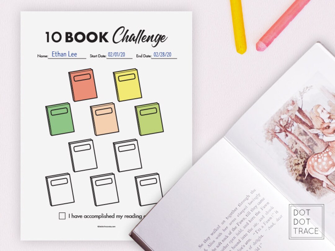 10 Book Challenge for Kids Kids' Reading Tracker Reading Challenge for ...