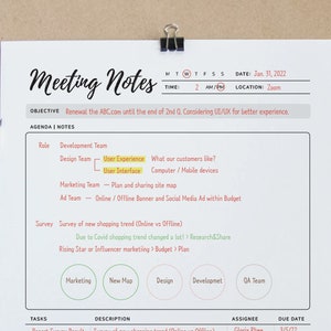 Printable Meeting Notes Agenda Notes Virtual Meeting Notes Team Meeting ...