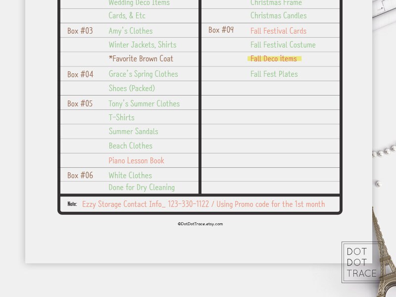 Printable Storage Tracker List Moving Tracker Storage Box List - Etsy