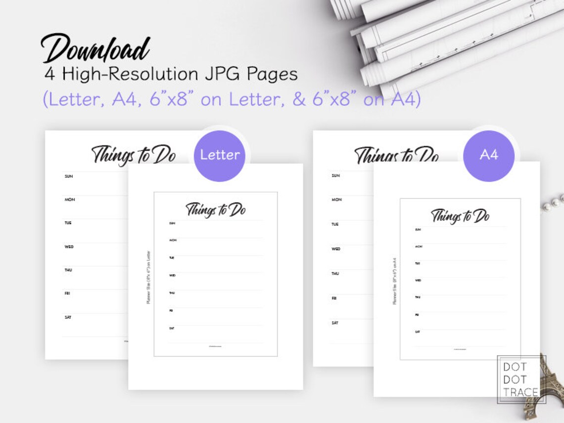 Sunday Start Printable Things to Do Weekly Planner Daily - Etsy