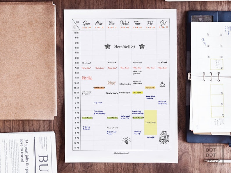 Sunday Start Printable Weekly Scheduler Weekly Planner 7 Day - Etsy