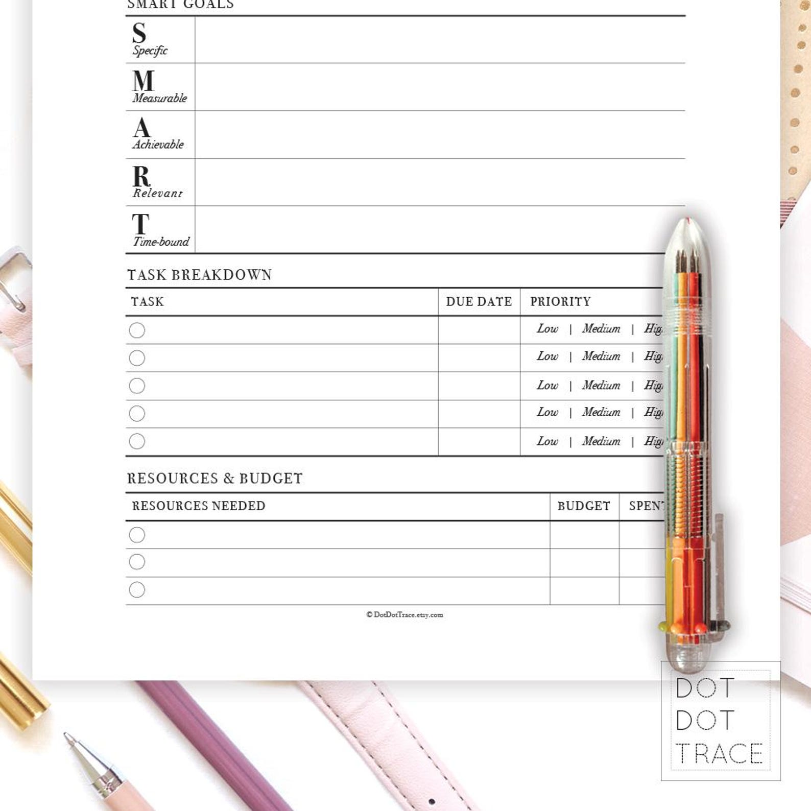 Project Action Plan Template: Student Goal & Task Planner (printable ...