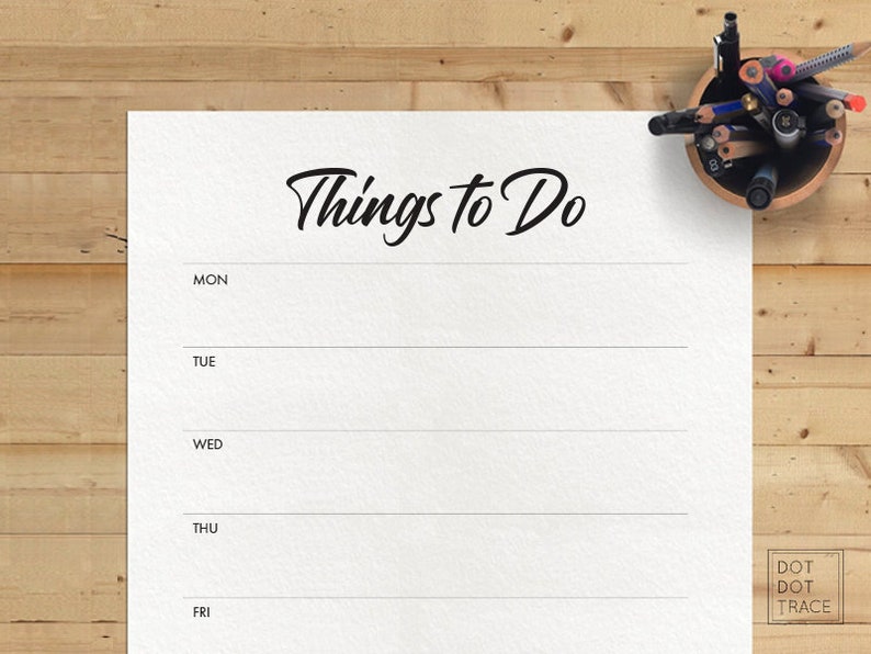 Monday Start Printable Things to Do Weekly Planner Daily - Etsy