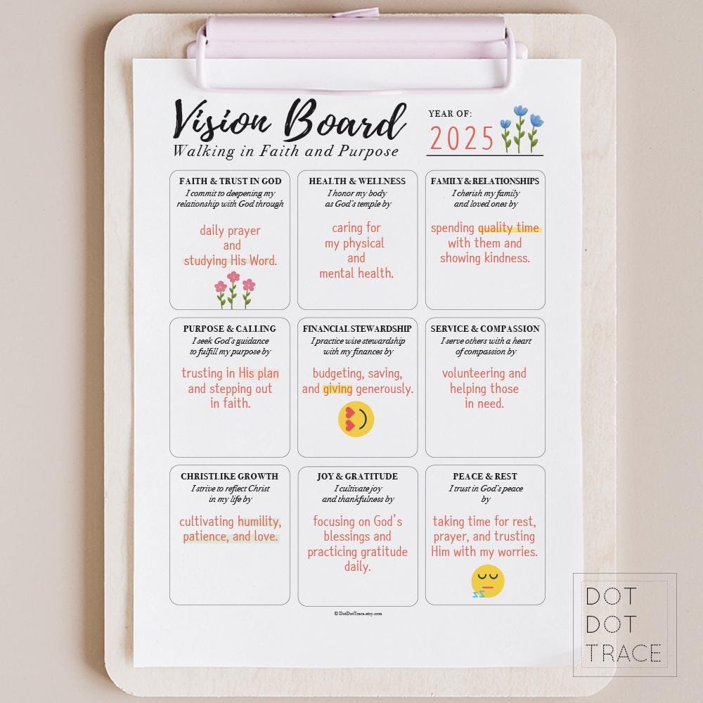 Christian Vision Board Printable: Goal Planner (happy Planner Classic ...