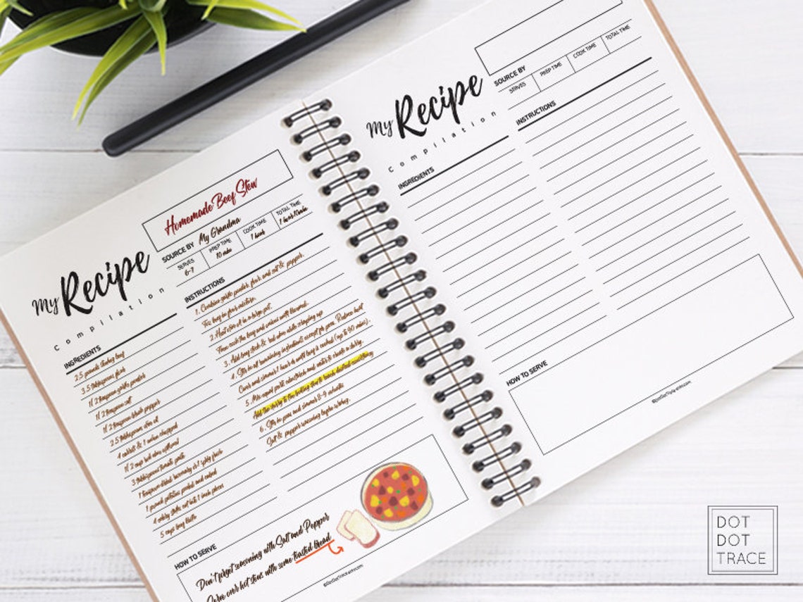 Imprimable Ma recette Compilation Printable Livre de recettes - Etsy France