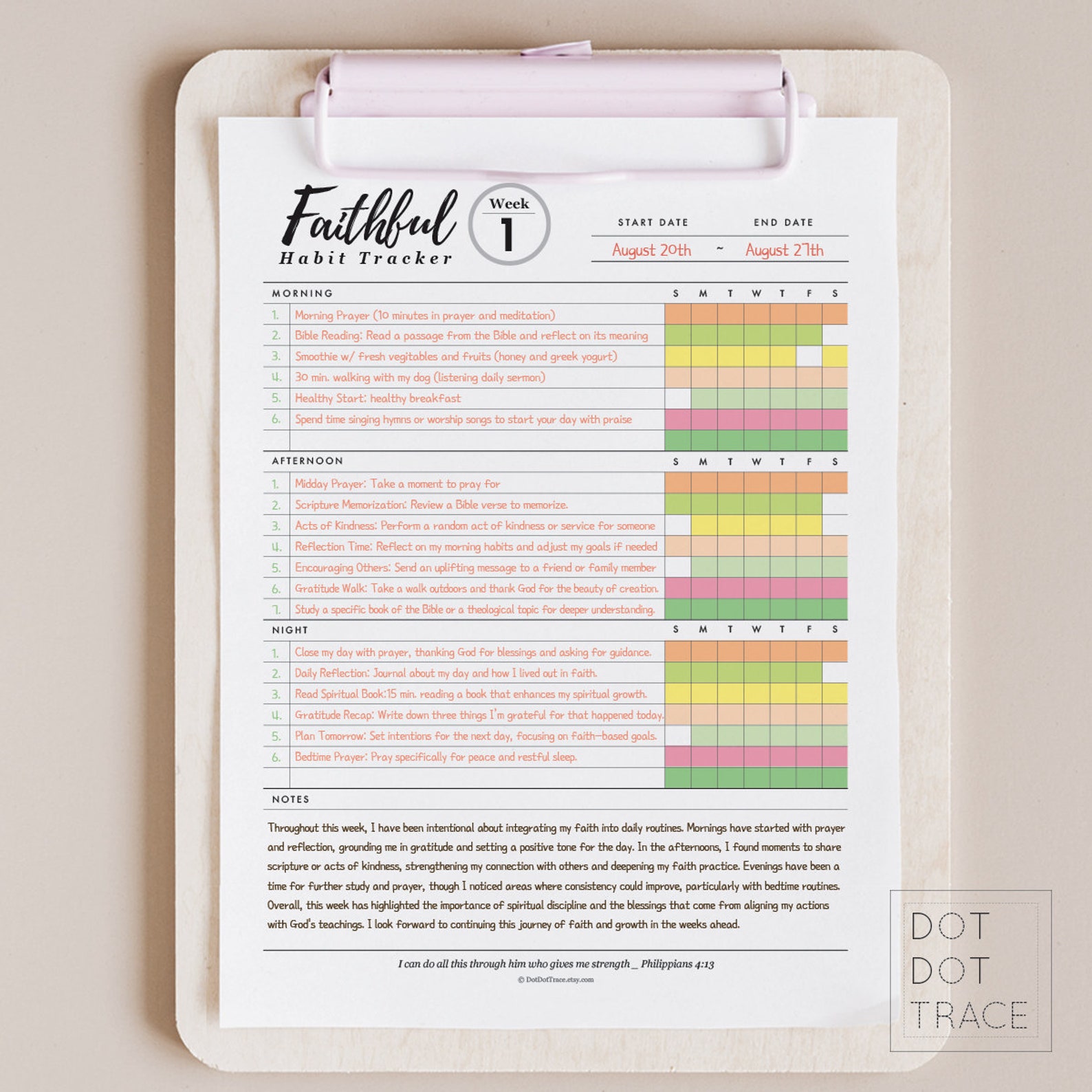 Printable 5 Week Faithful Habit Tracker Monthly Spiritual Growth ...