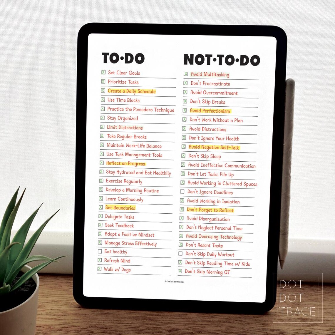 Printable To-do & Not-to-do List: Productive Planner (PDF) - Etsy