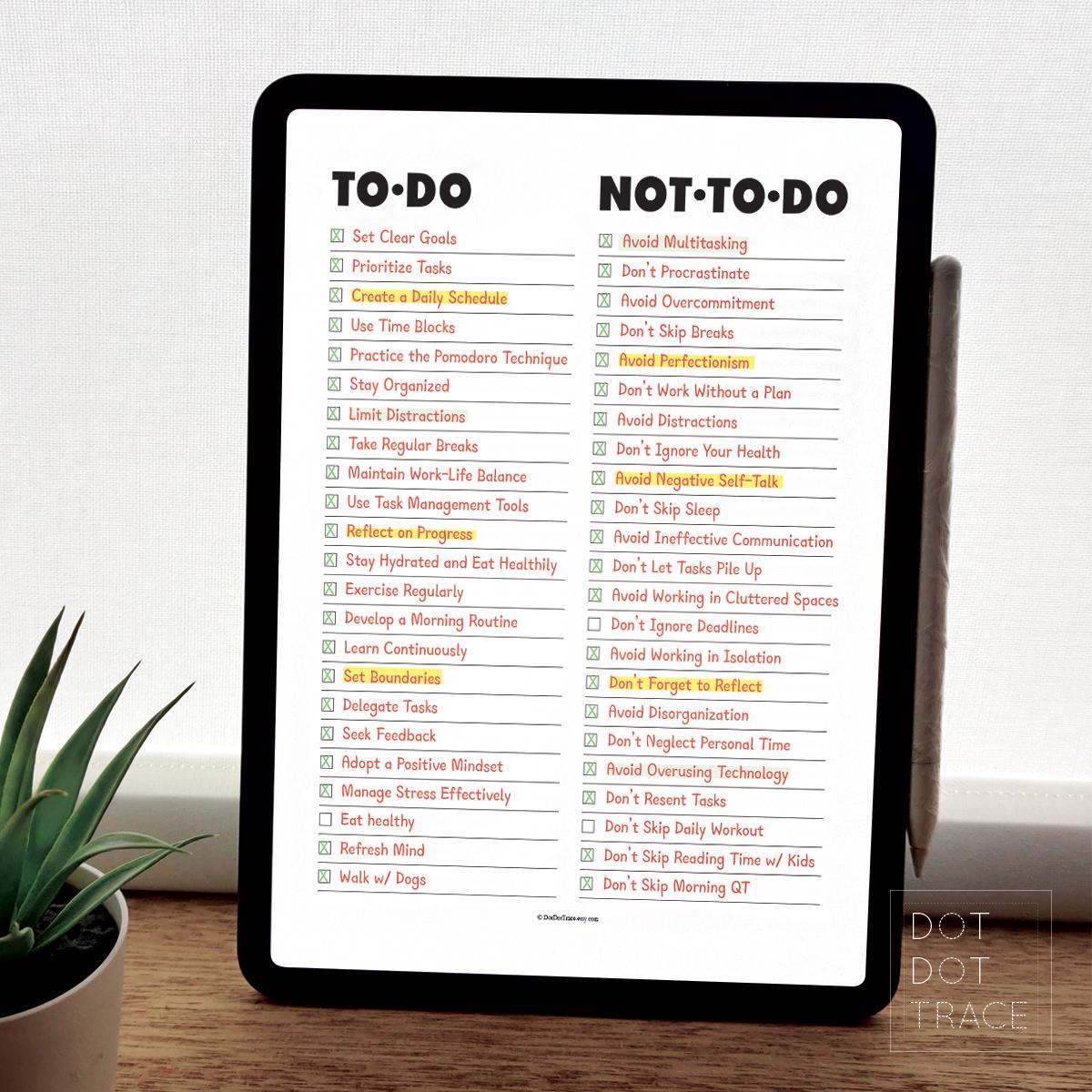 Printable To-do & Not-to-do List: Productive Planner (PDF) - Etsy