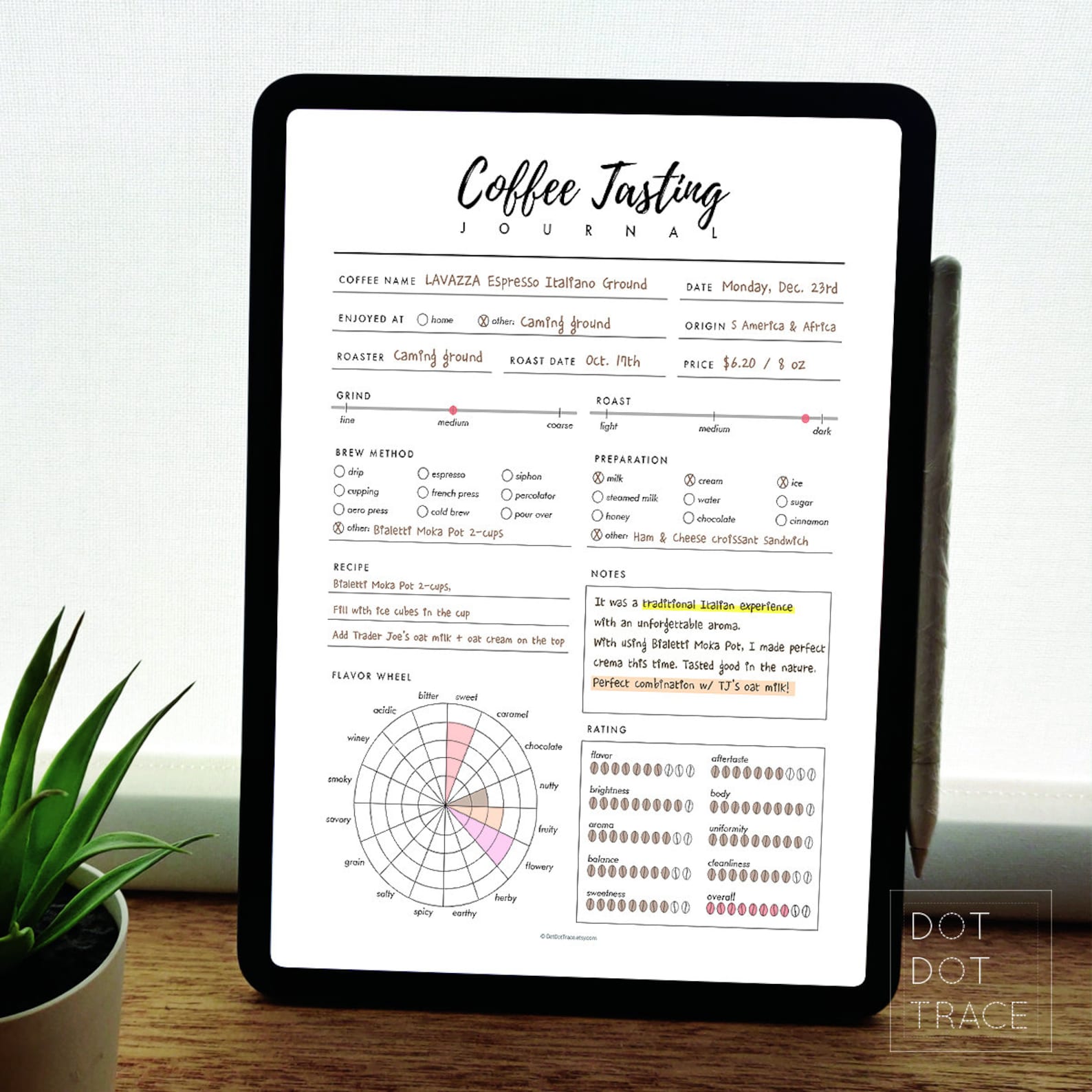 Printable Coffee Tasting Journal: Review Log & Brew Notes (PDF) - Etsy