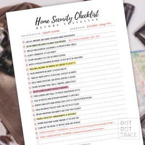 Home Security Checklist: Travel Prep, Safe Getaways (downloadable PDF ...