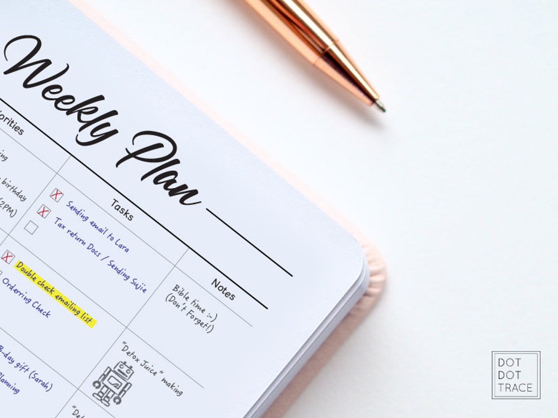 Printable Weekly Planner Monday Start Daily Planner 7 Day - Etsy