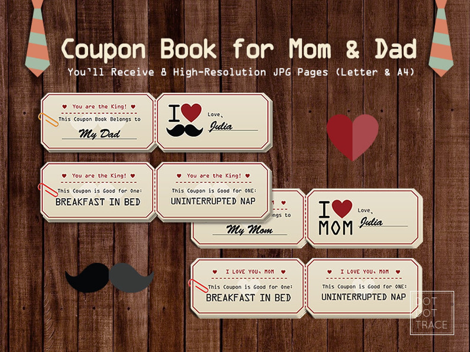 Printable Coupon Book for Mom & Dad Coupon Book for Parents Coupon Book ...