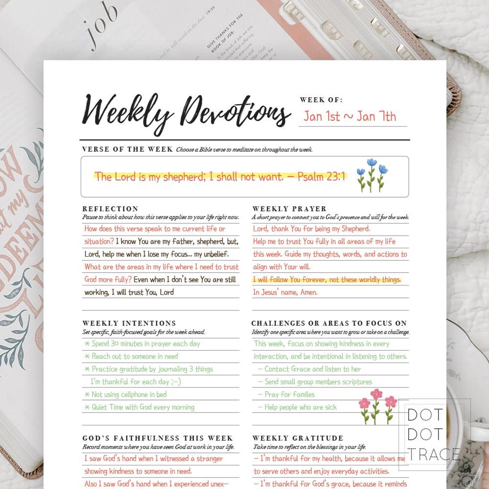 Weekly Devotions Printable: Classic Happy Planner Size (PDF) - Etsy