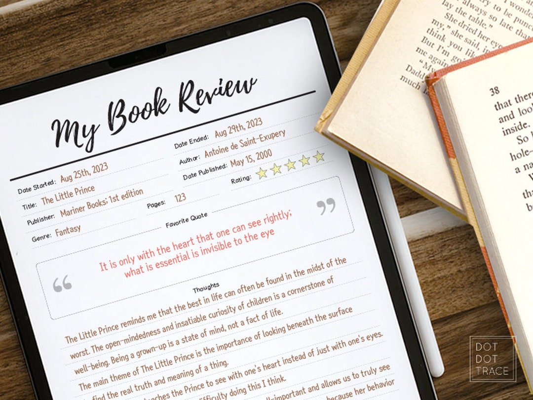 Printable Book Review Log Template (JPG Download) - Etsy