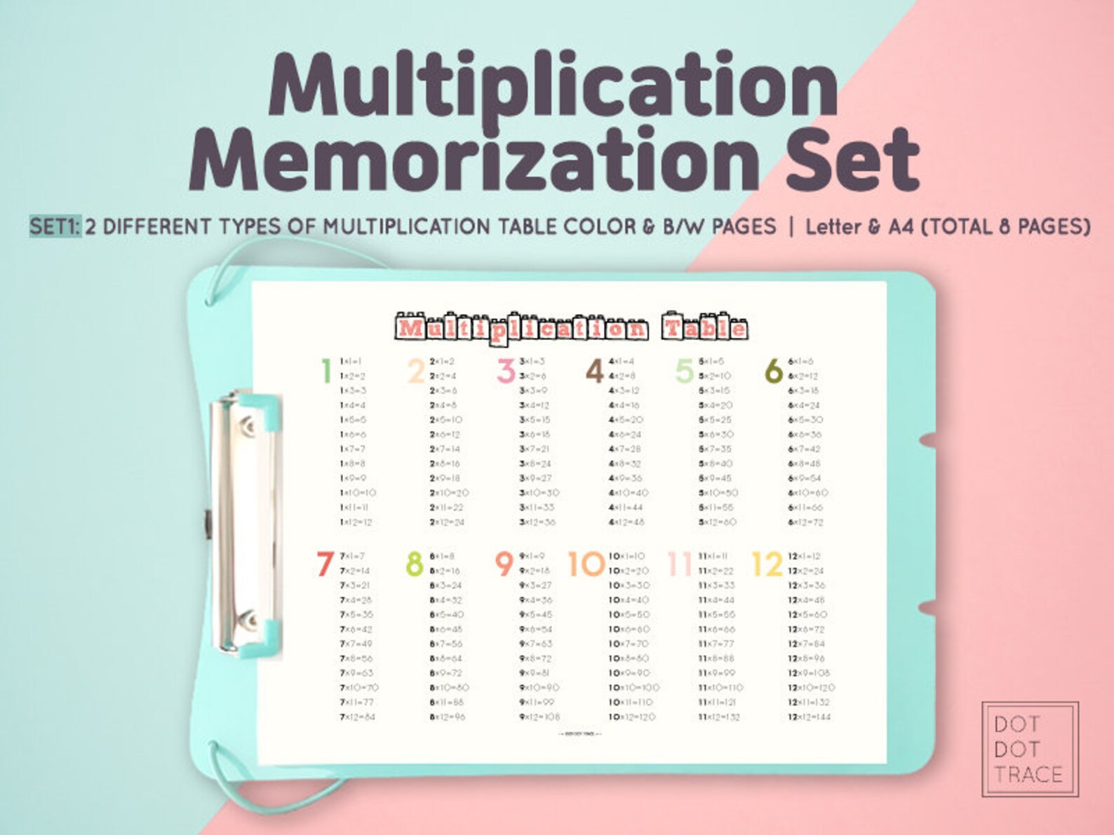 Multiplication Memorization Set Learning Multiplication Table Activity ...