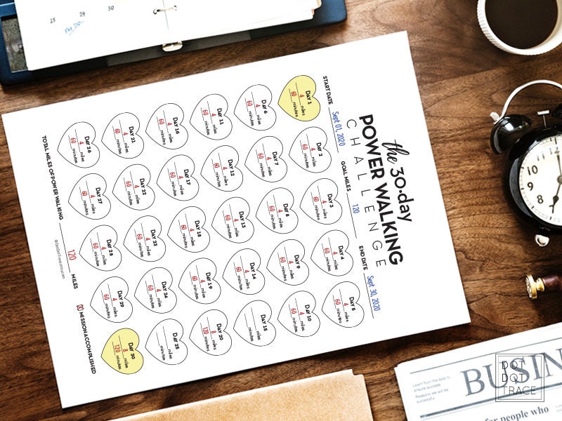 Printable 30 Day Power Walking Challenge Daily Walking Tracker | Etsy