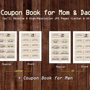 Printable Coupon Book for Mom & Dad Coupon Book for Parents Coupon Book ...