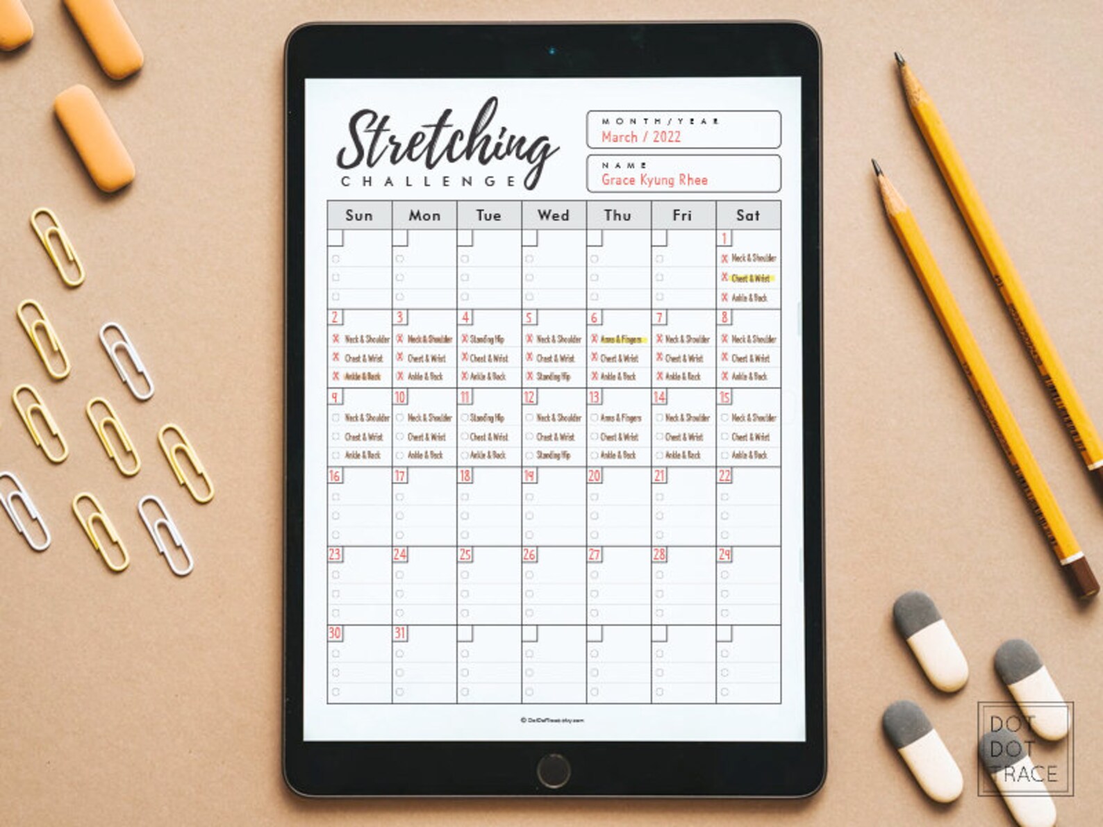 Printable Monthly Stretching Challenge Stretch Your Body Flexibility ...