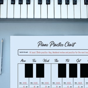Printable Weekly Piano Practice Chart Piano Practice Log Piano Practice ...
