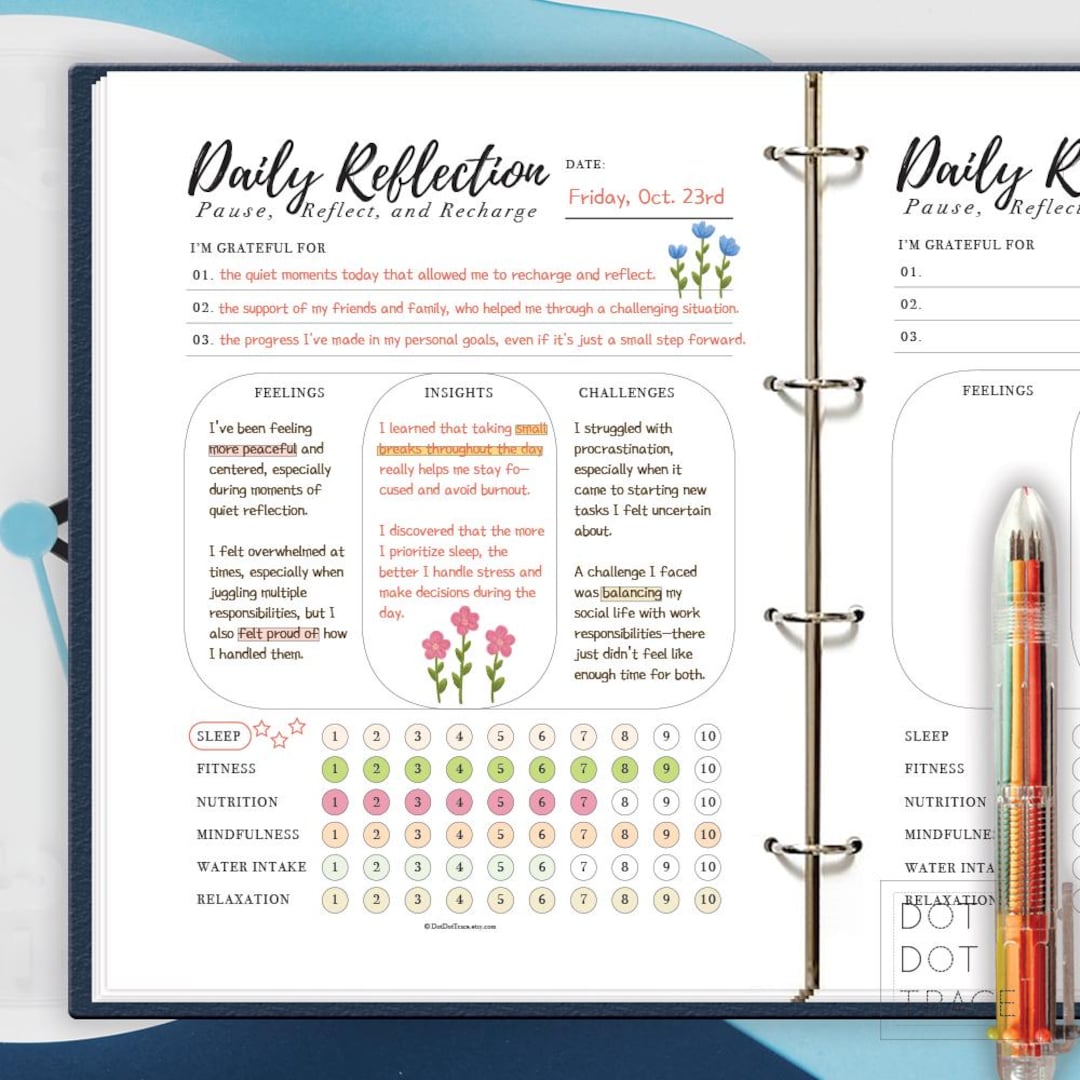 Printable Daily Reflection Journal Daily Reflection Worksheet 365 ...