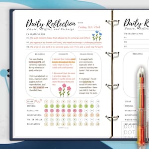 Printable Daily Reflection Journal Daily Reflection Worksheet 365 ...