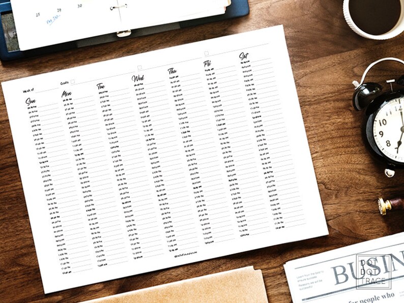 Printable 30 Min Intervals Weekly Planner 7 Day Planner Daily - Etsy