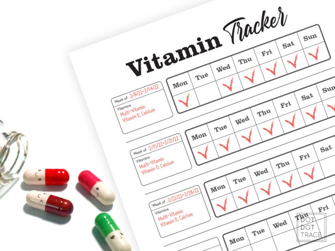 Printable Vitamin Tracker Supplement Tracker Monthly Vitamin | Etsy