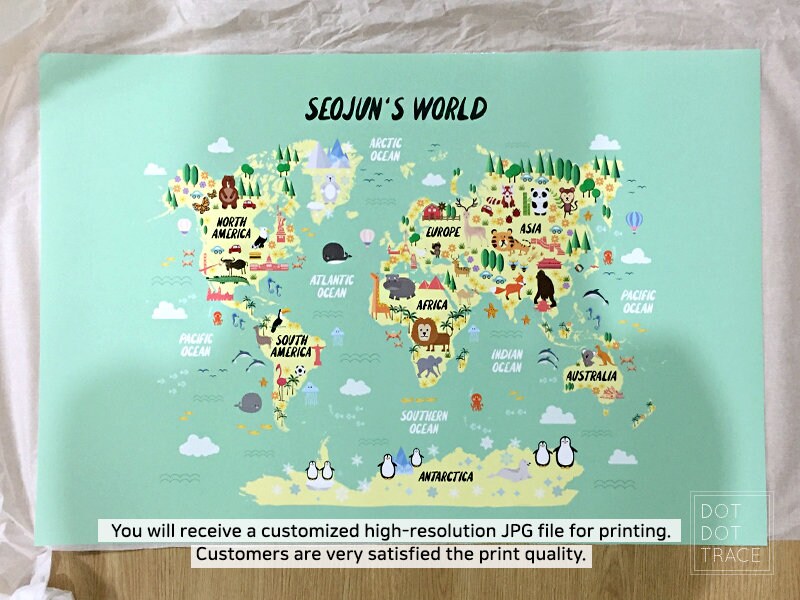 Personalized World Map for Kids Custom World Map for Kids | Etsy