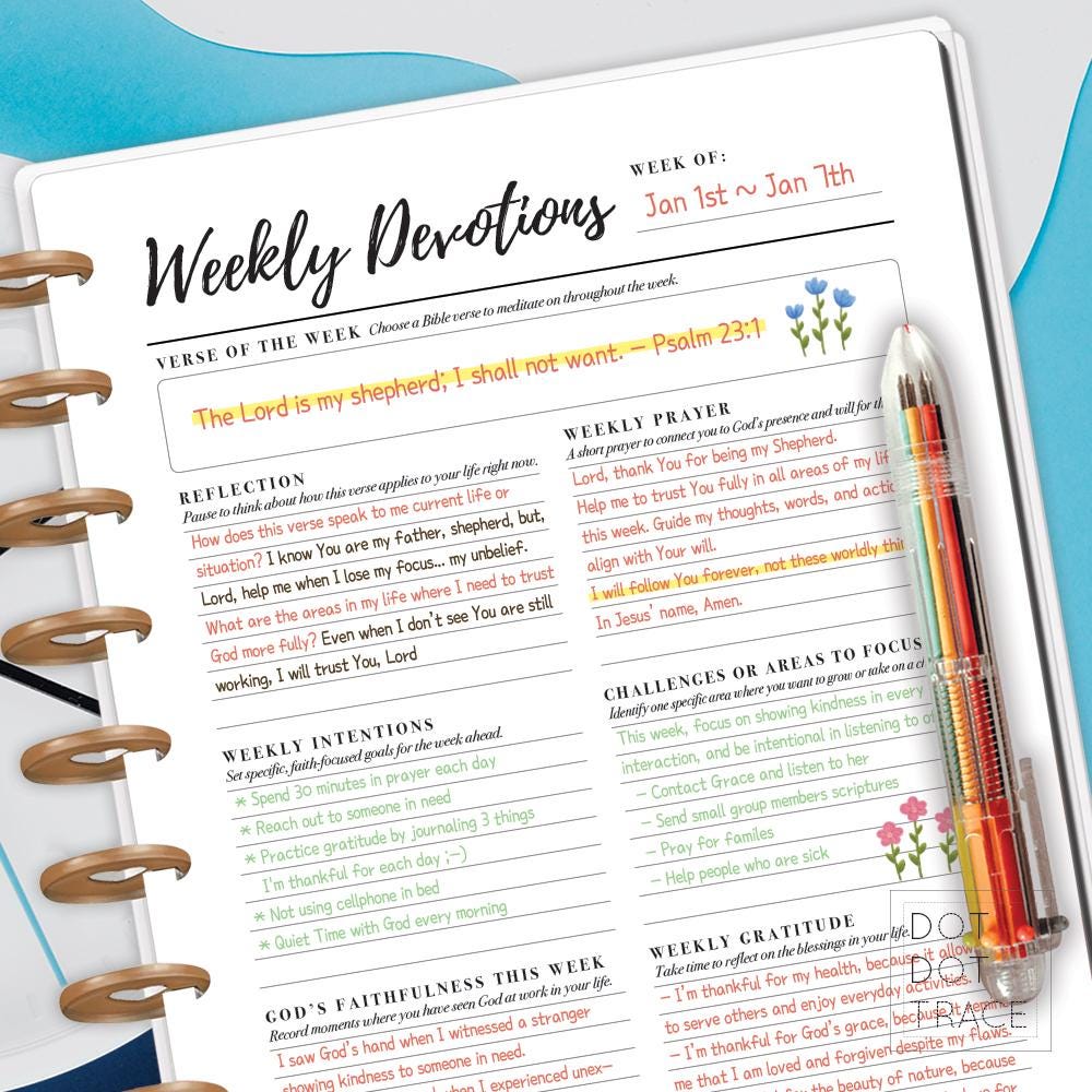 Weekly Devotions Printable: Classic Happy Planner Size (PDF) - Etsy
