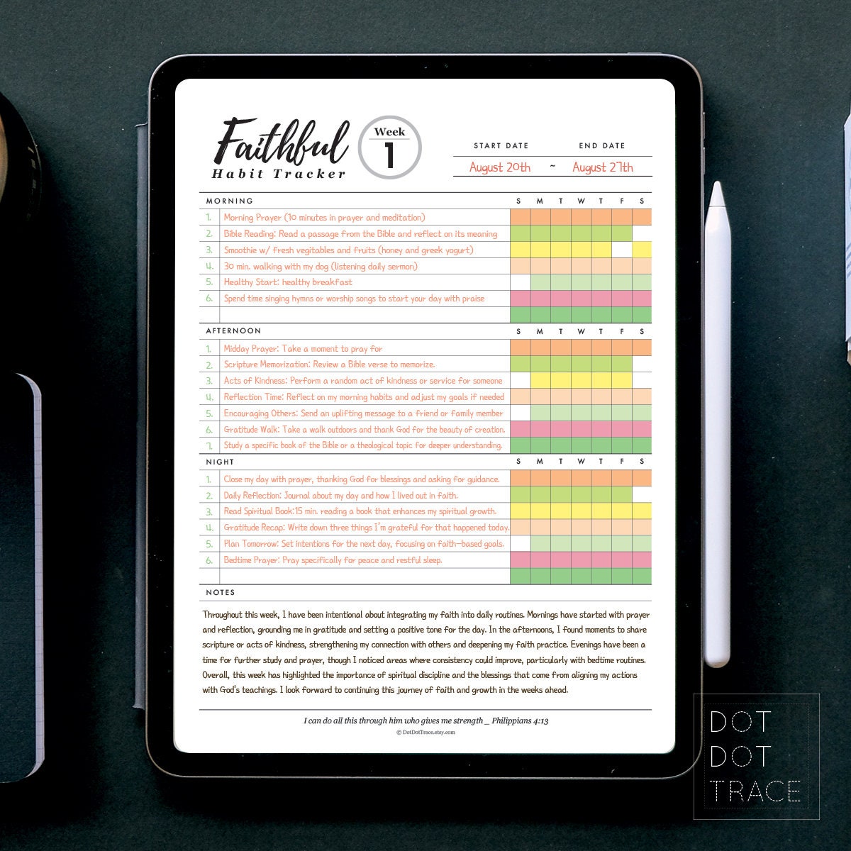Printable 5 Week Faithful Habit Tracker Monthly Spiritual Growth ...