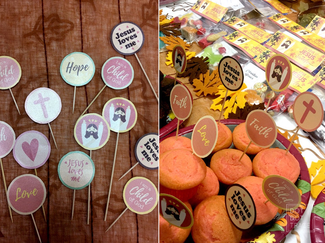 Printable Baptism Cupcake Toppers Christian Cupcake Toppers - Etsy