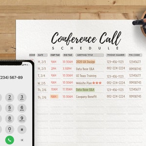 Printable Conference Call Schedule Template Conference Call Log ...