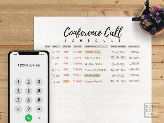 Printable Conference Call Schedule Template Conference Call | Etsy