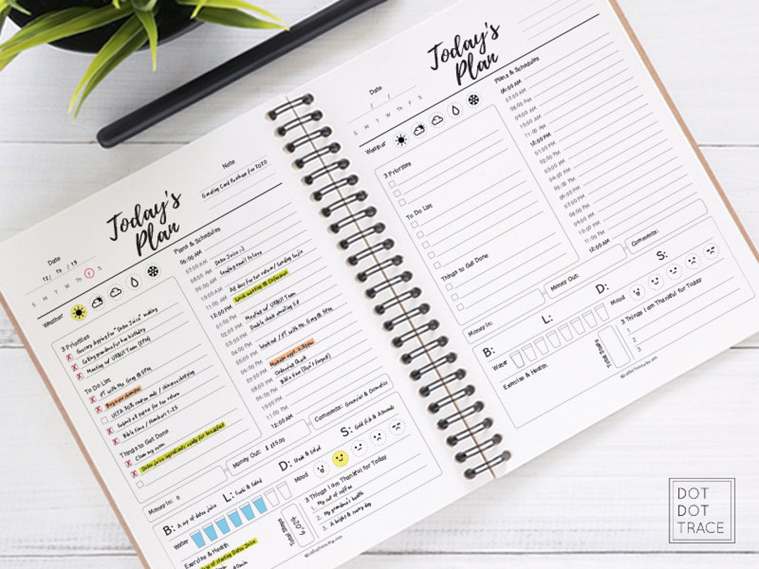 Printable Today's Plan Daily Planner (digital Download) - Etsy