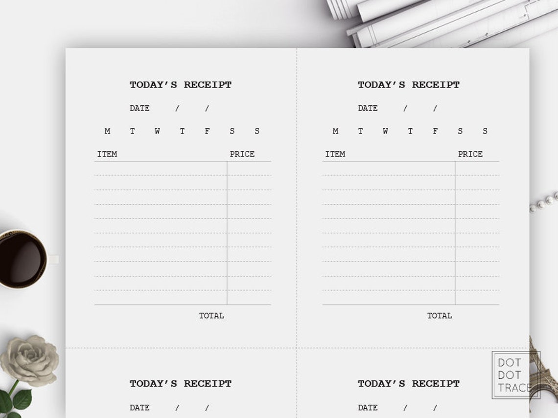Printable Todays Receipt 4 Pages of Todays Receipt on Letter - Etsy